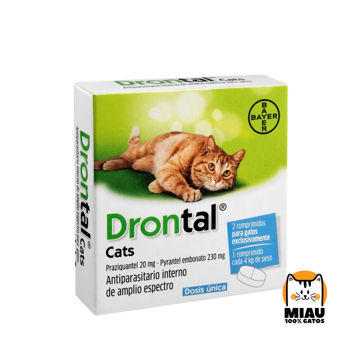 DRONTAL GATOS X 2 TAB – ANTIPARASITARIO INTERNO – miaugatospetshop